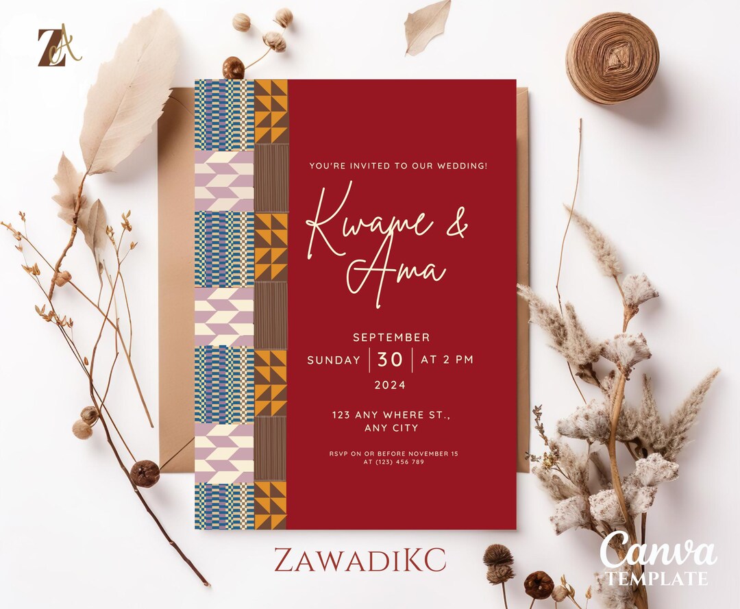 Red Kente Invite Template, Order of Events, African Birthday Invite ...