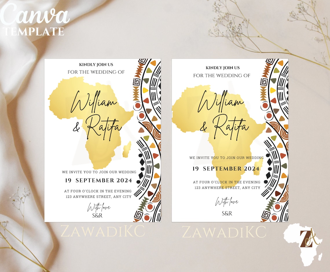 African Wedding Invitation, African Themed Wedding Invitations, African ...