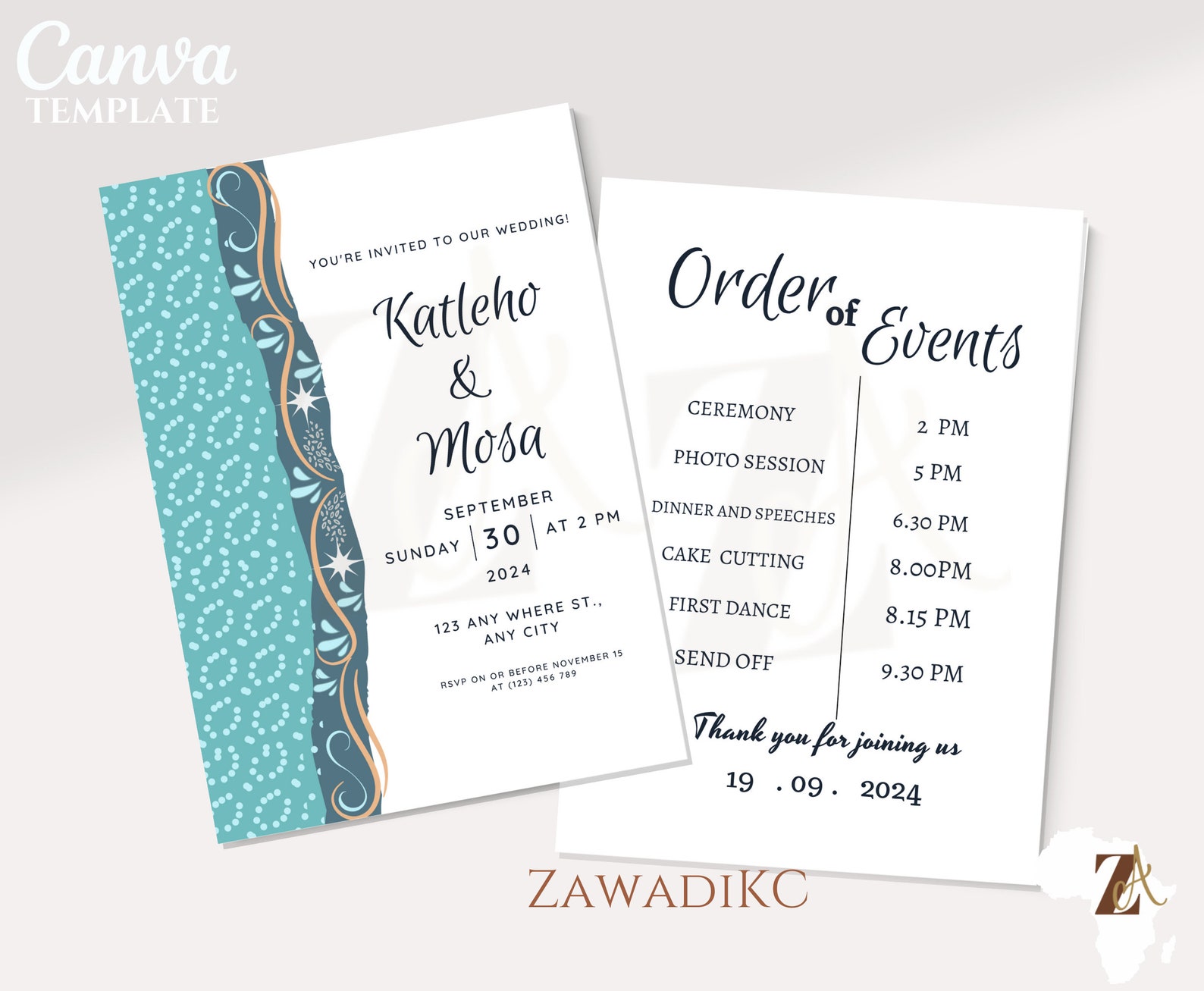 African Wedding Invitation, Sotho Wedding Invitation, Tswana ...