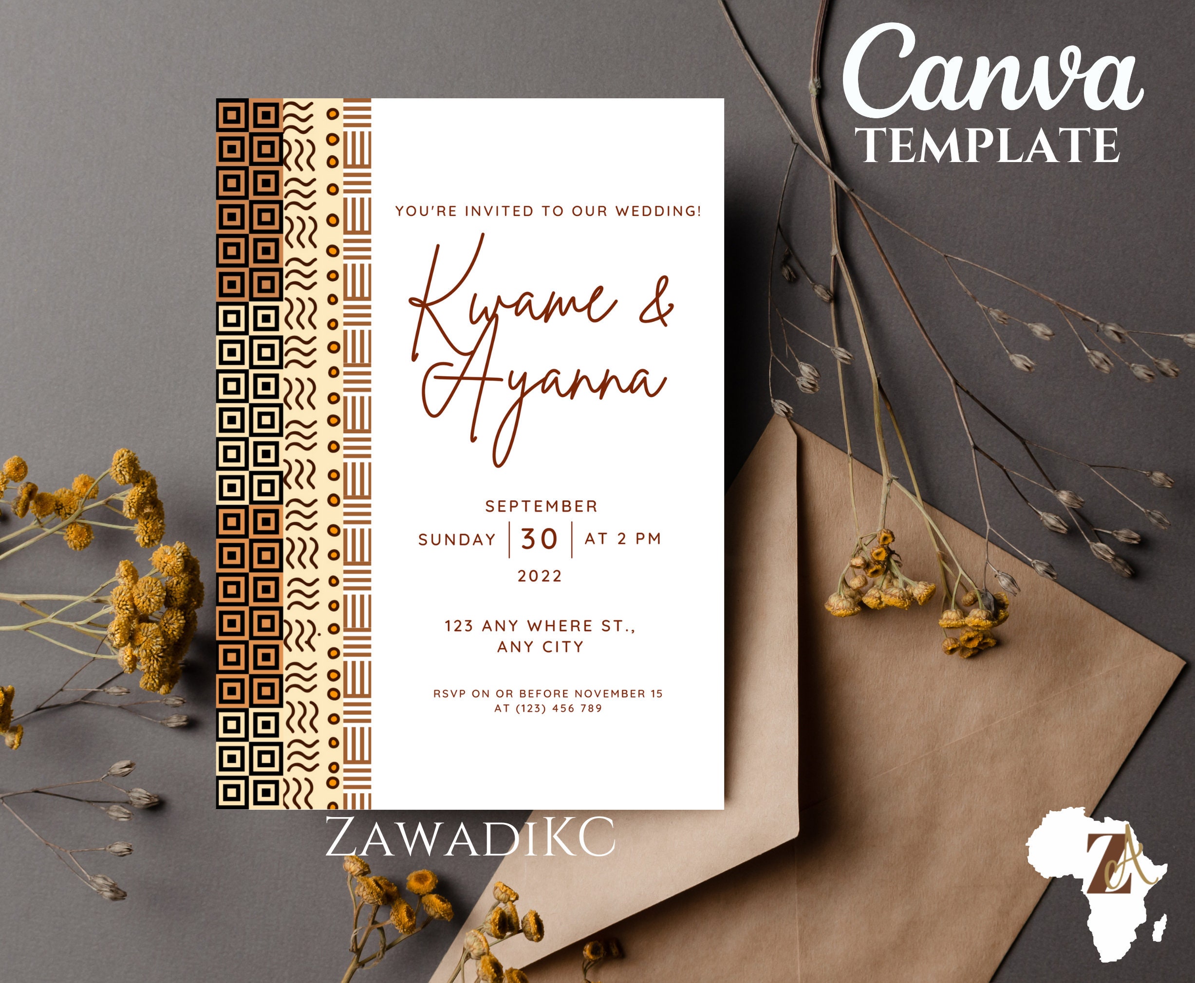 Wedding Invitation &timeline Template, Order of Events, Ghanaian ...