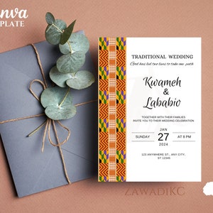Ghanaian Invitation Template, African Party Invite, Kente Wedding ...