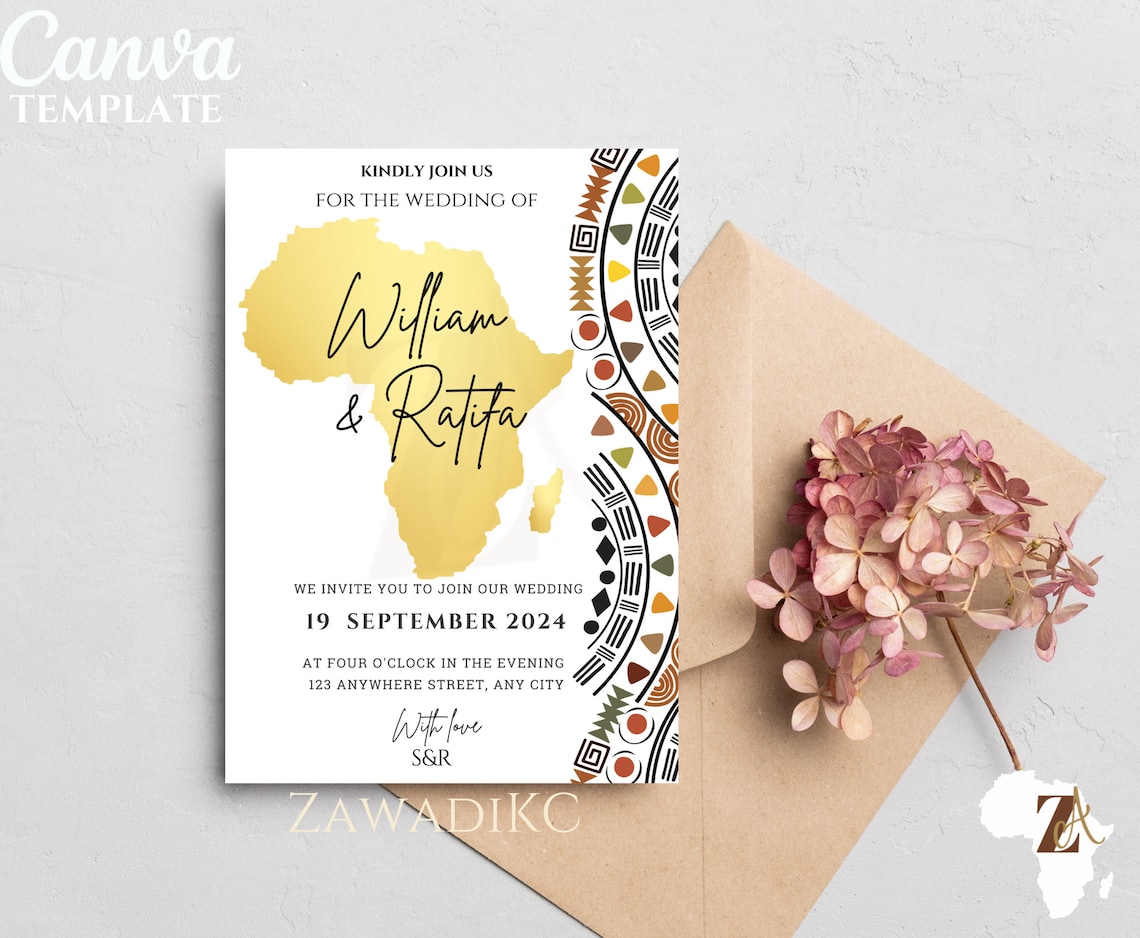 African Wedding Invitation, African Themed Wedding Invitations, African ...