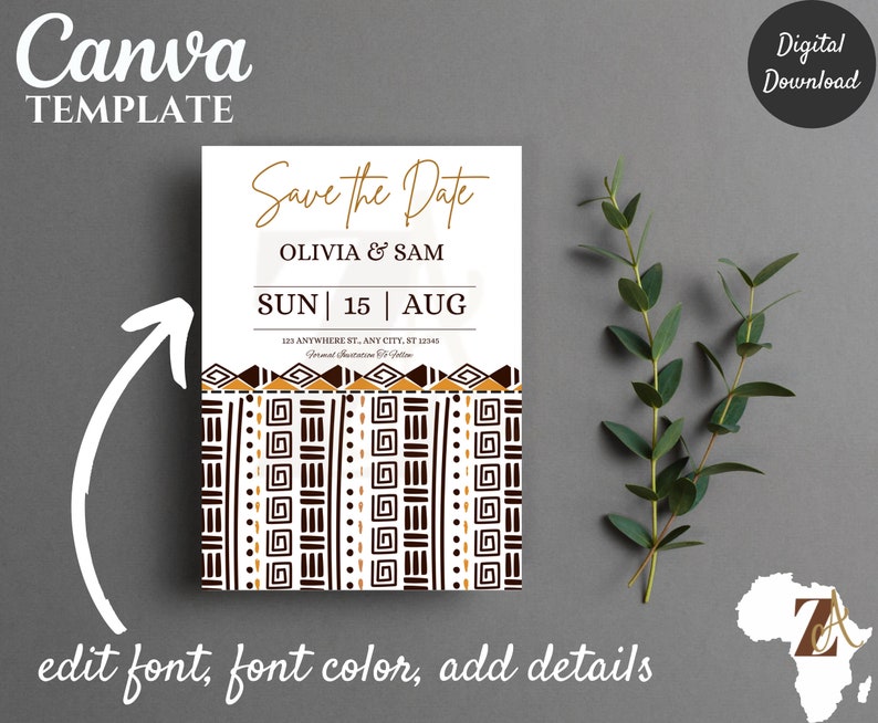 Save the Date Template , African Wedding Invitation, Kente Wedding ...