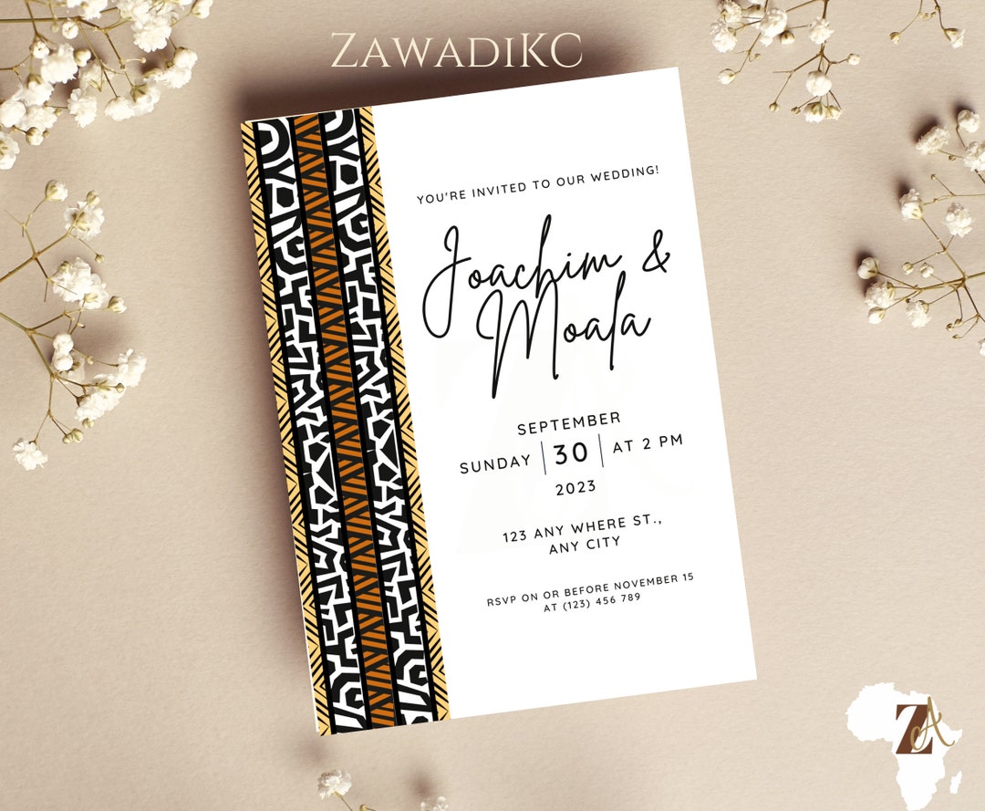 African Wedding Invitation, African Themed Wedding Invitations, African ...