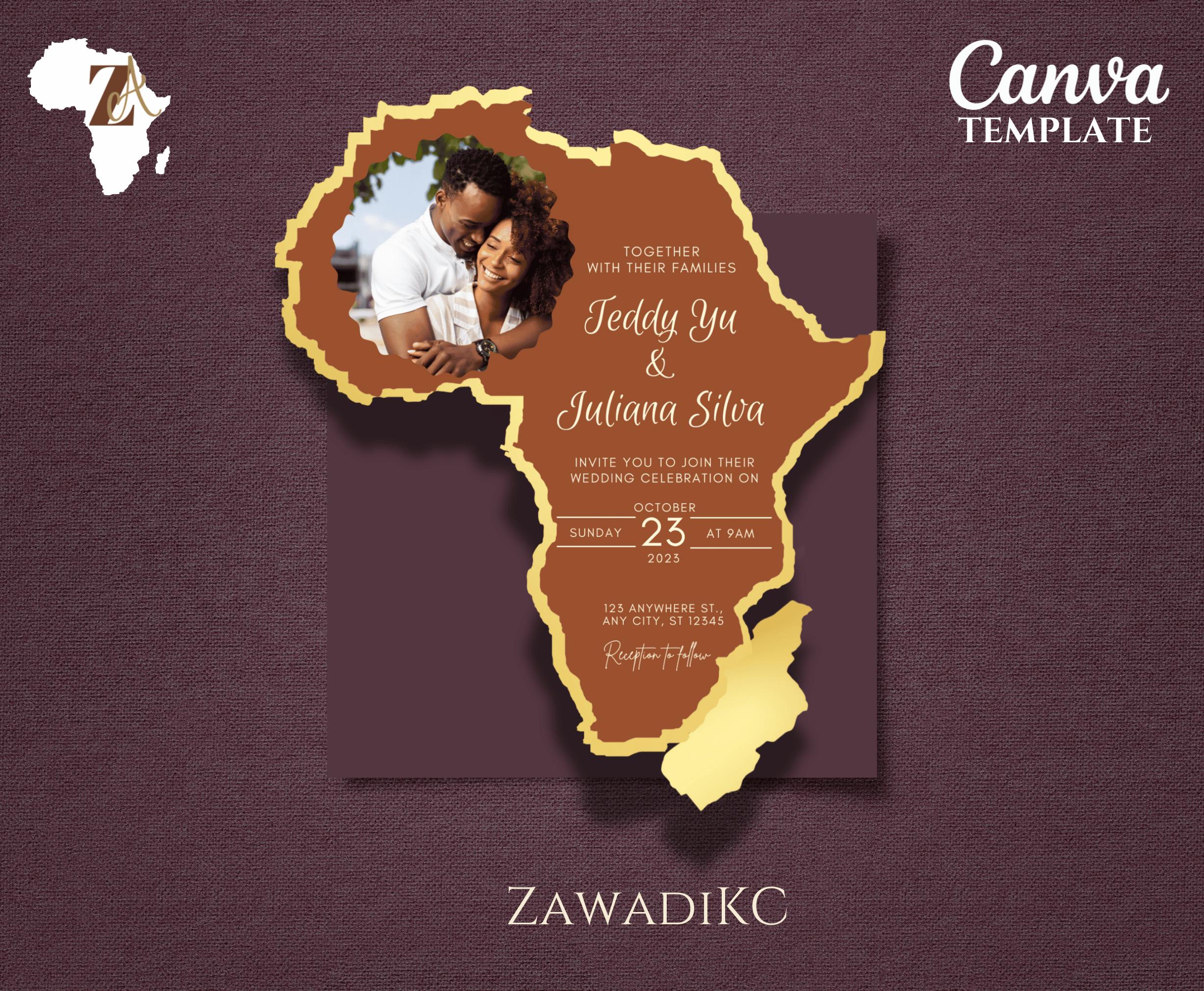 African Wedding Invitation, African Themed Wedding Invitations, African ...