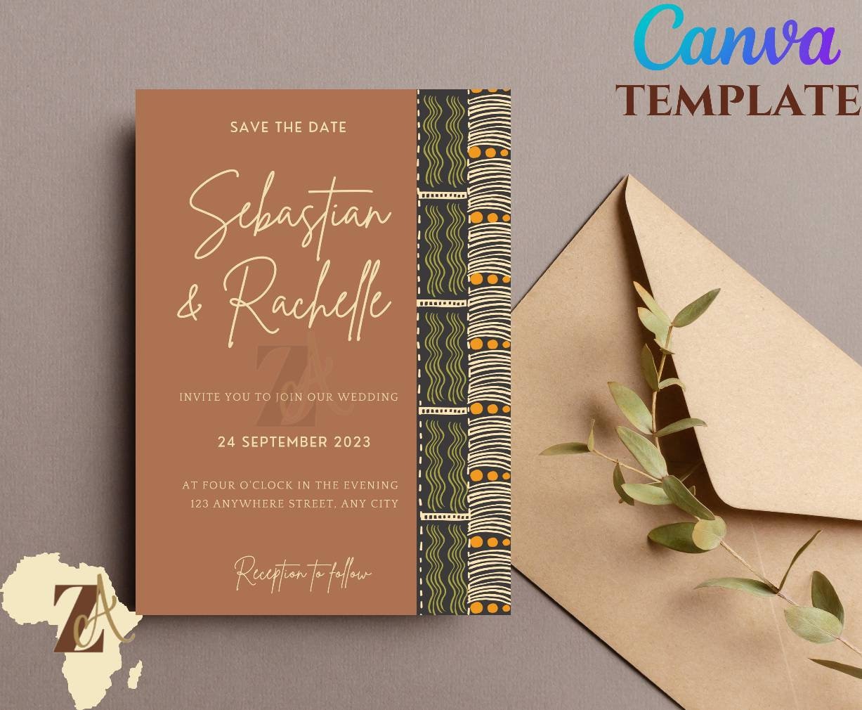 Wedding Invitation Template, African Wedding Invitation, Rustic Wedding ...
