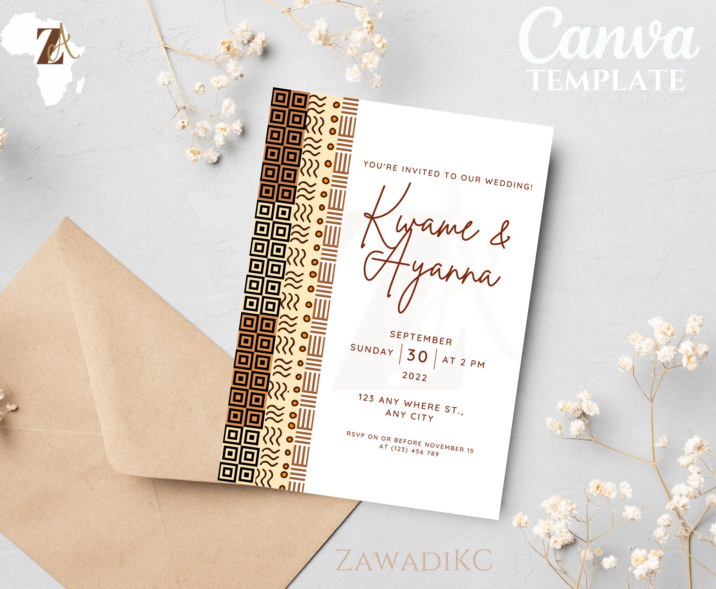 Wedding Invitation &timeline Template, Order of Events, Ghanaian ...