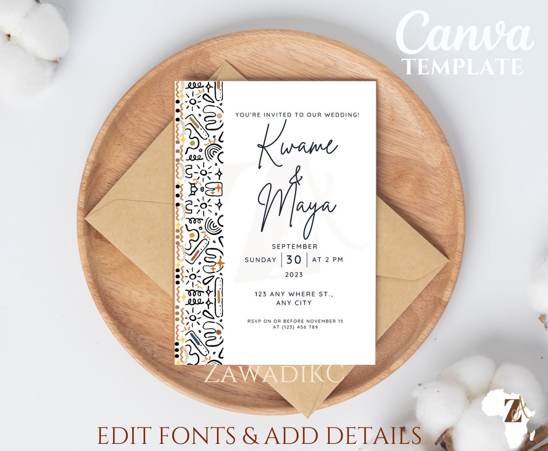 African Wedding Invitation, African Themed Wedding Invitations, African ...