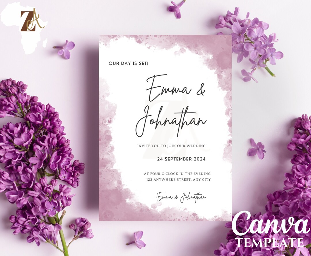 Purple Invitation, Wedding Invitation &timeline Template, Order of ...