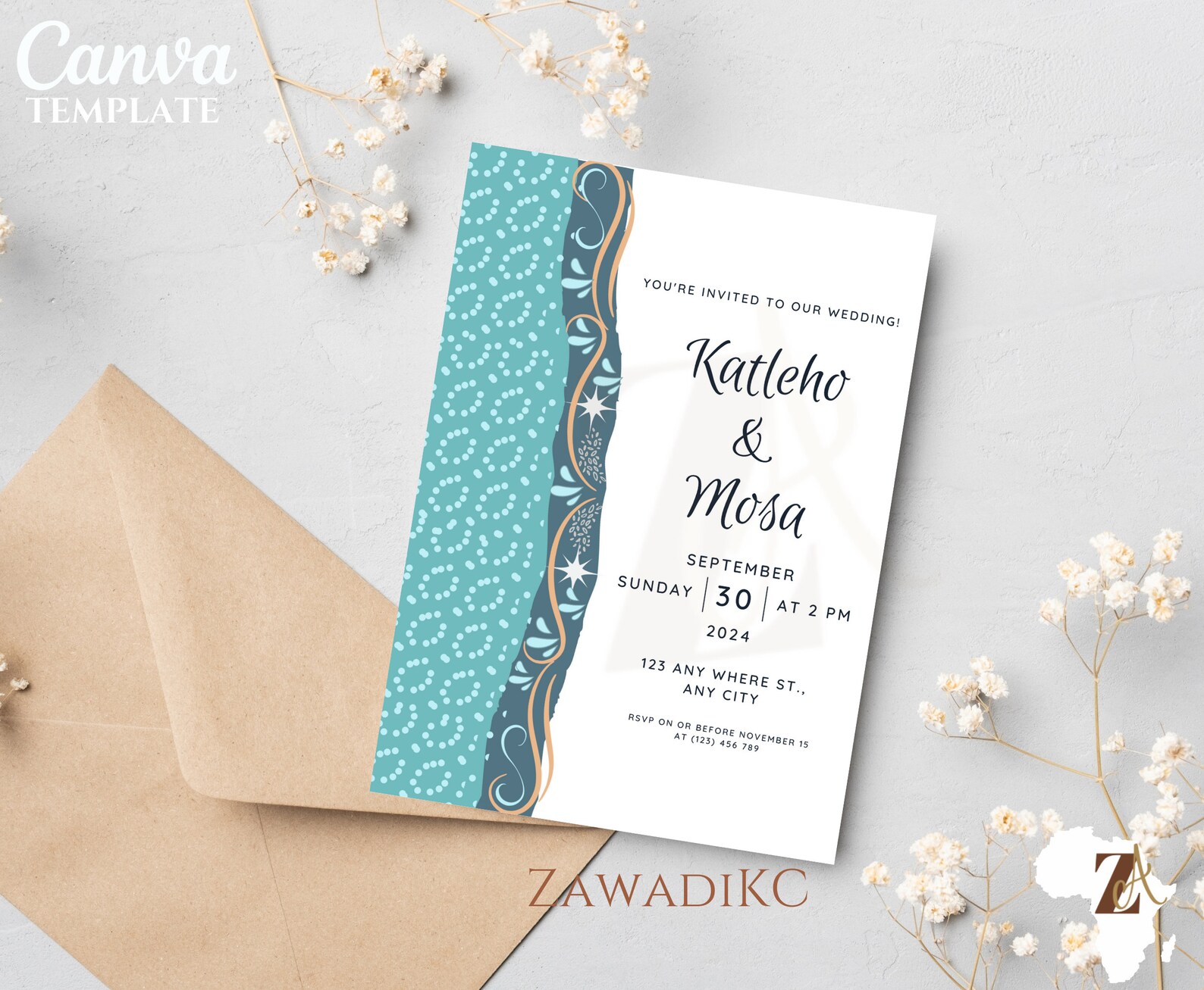 African Wedding Invitation, Sotho Wedding Invitation, Tswana ...