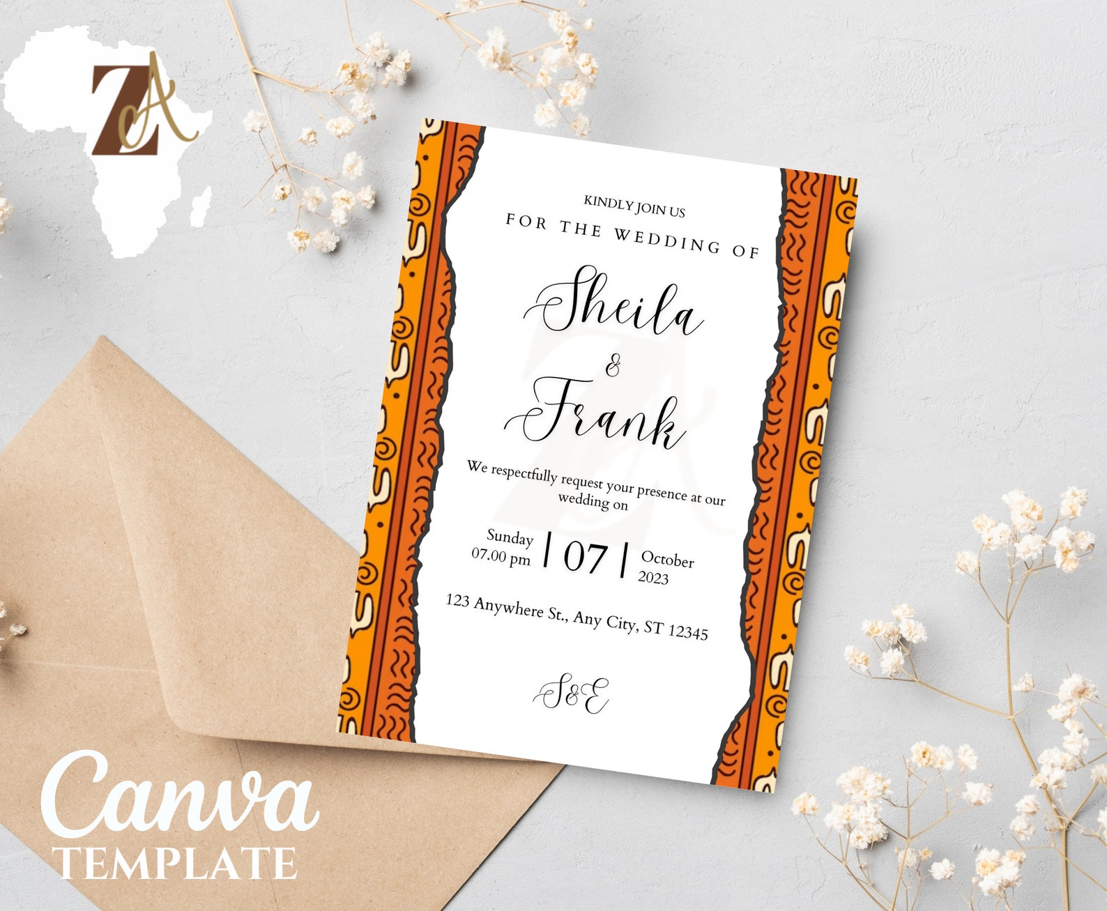 Terracotta Wedding Invitation, Orange Invitation, Wedding Invitation ...