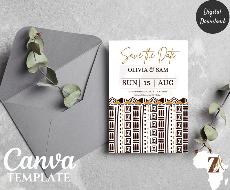 Save the Date Template , African Wedding Invitation, Kente Wedding ...