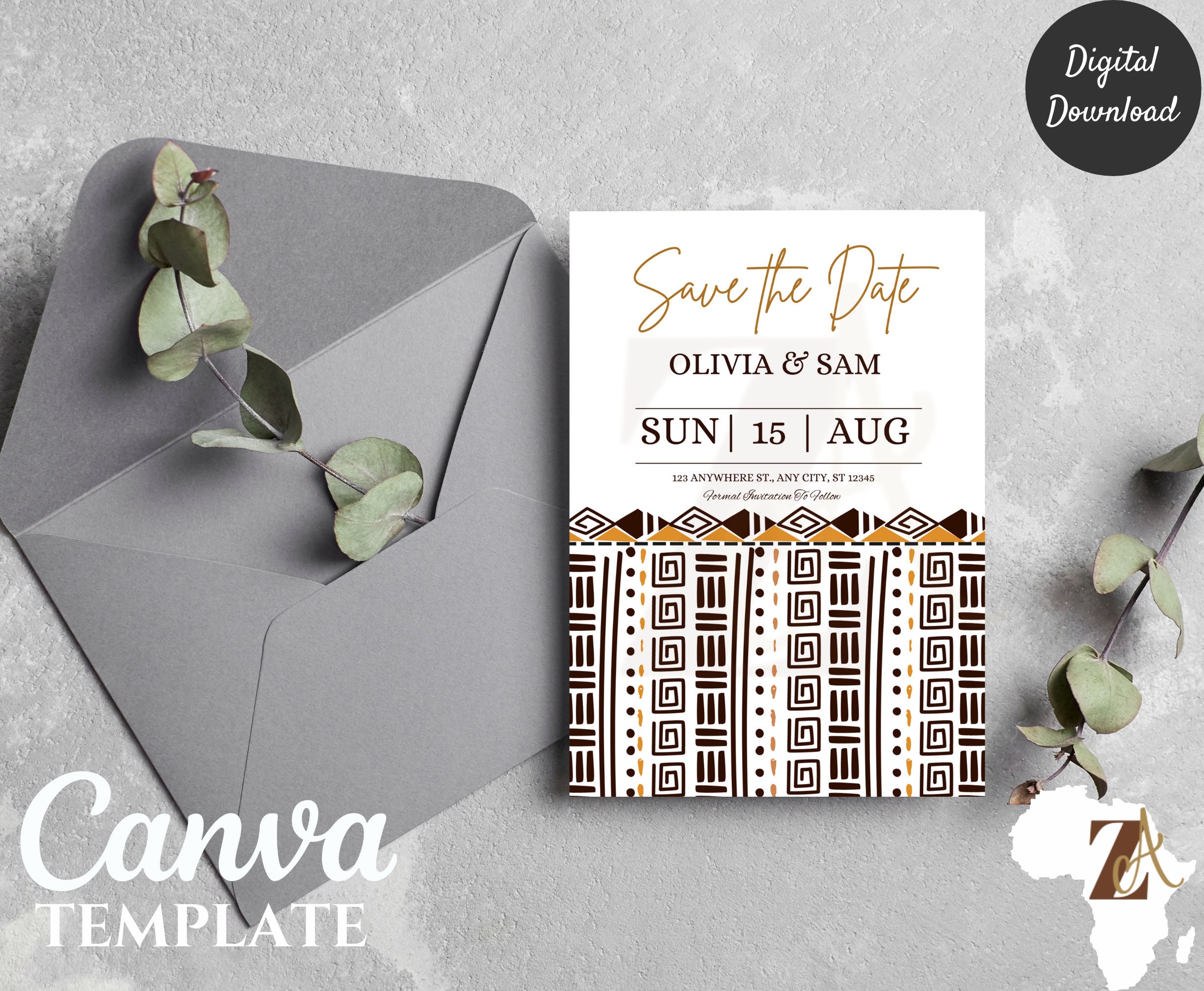 Save the Date Template , African Wedding Invitation, Kente Wedding ...