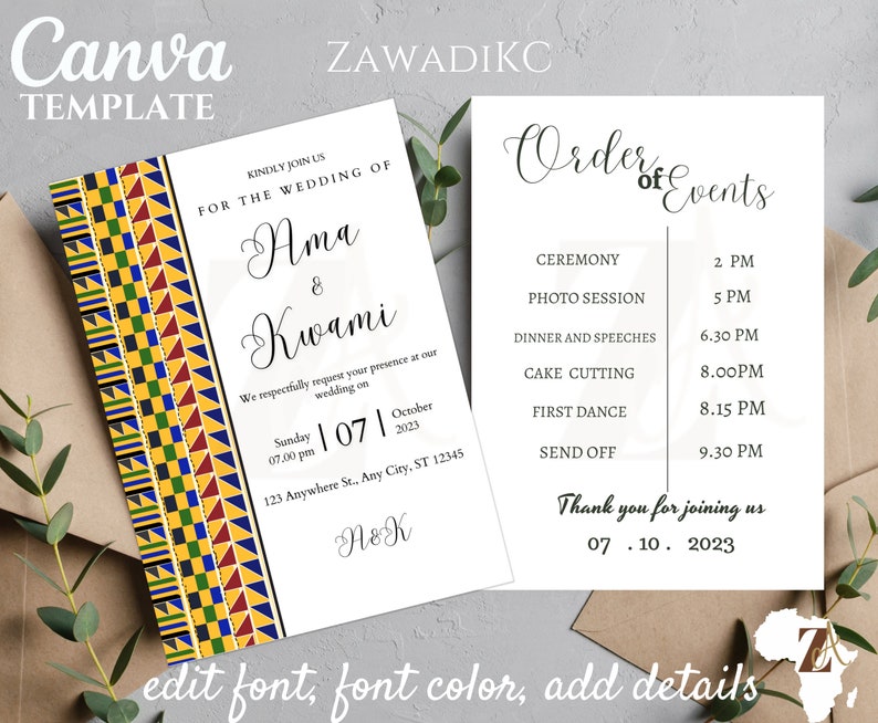 Wedding Invitation &timeline Template Order of Events - Etsy