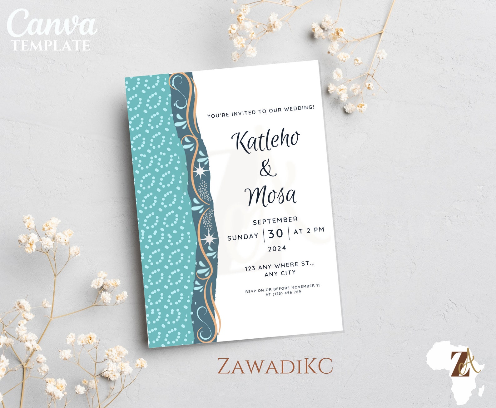 African Wedding Invitation, Sotho Wedding Invitation, Tswana ...