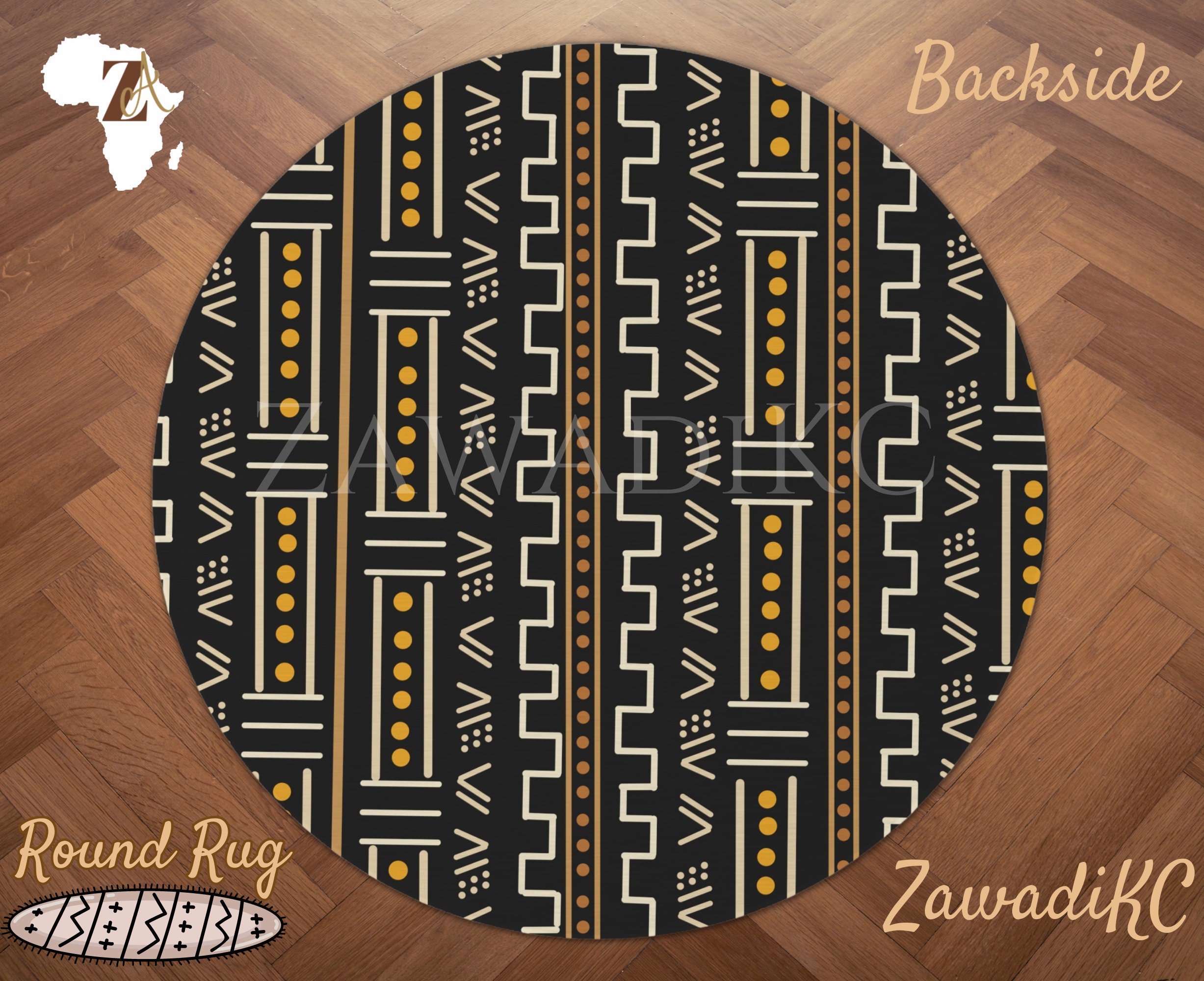 Black Round Rug, Mud Cloth Carpet, African Rug, Round Rugs, Mud Cloth ...