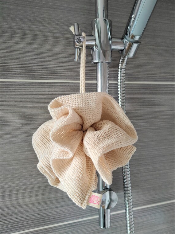 Plastic Free Bath Pouf Shower Scrunchie Body Exfoliator Loofah Sponge Washable Shower Pouf Biodegradable Sponge Zero Waste Bathroom Etsy