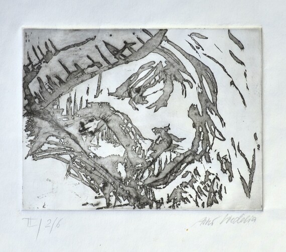 Porträt eines Mannes Radierung Ätzradierung schwarz weiß | Etsy