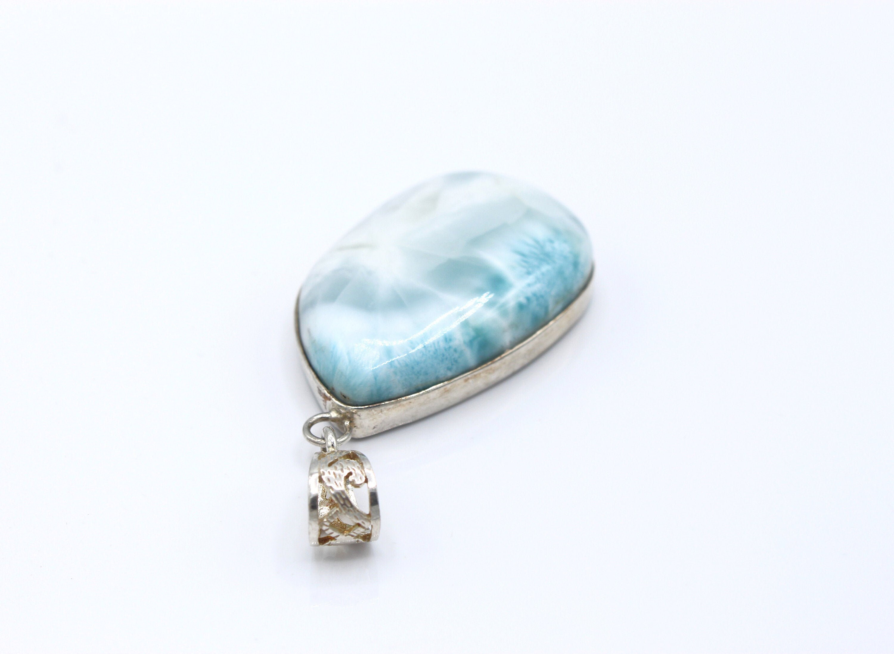Hermoso colgante Larimar azul océano 925 plata de ley, piedra preciosa ...
