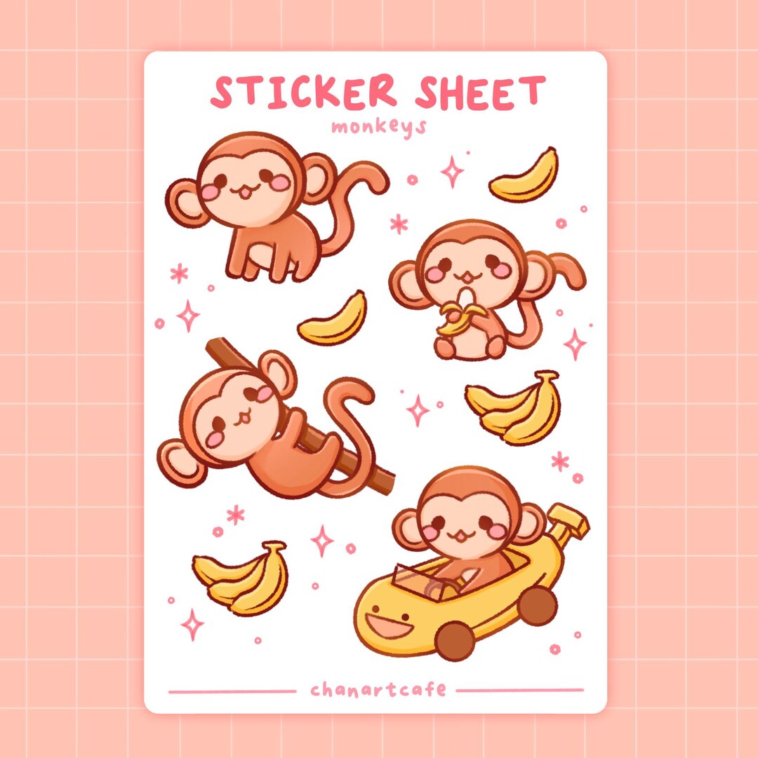 Sticker Sheet Kawaii Cute Monkey Animal Stickers Stickers for Planner ...