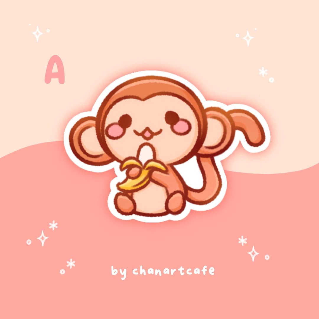 Kawaii Cute Banana Monkey A Stickers Die-cut Sticker for Planner ...