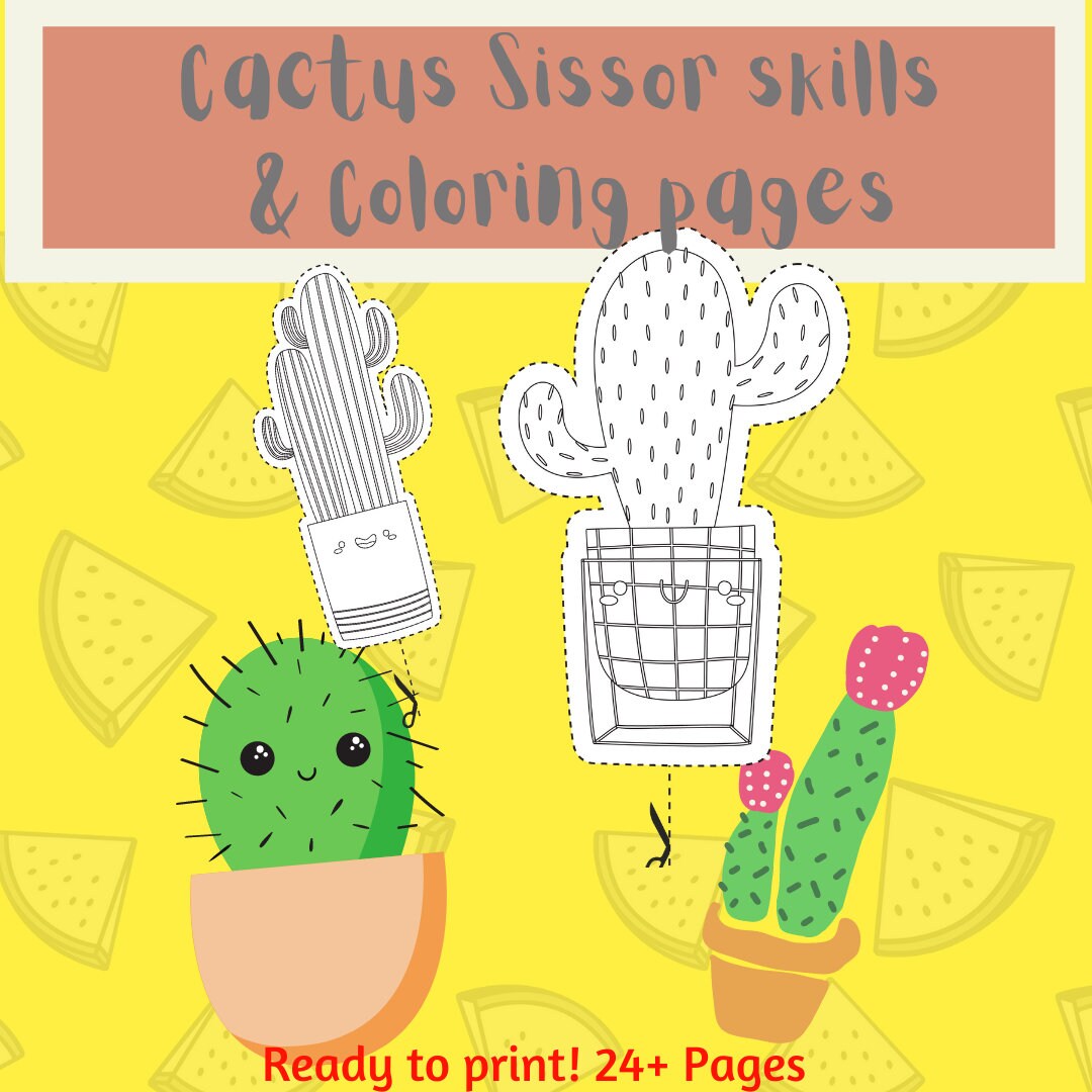 PRINTABLE Cactus Scissor Skill Coloring Book - Etsy