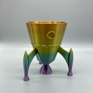 Retro Rocket Planter | 3D Printed Retro Rocket | Rocket Planter - Etsy
