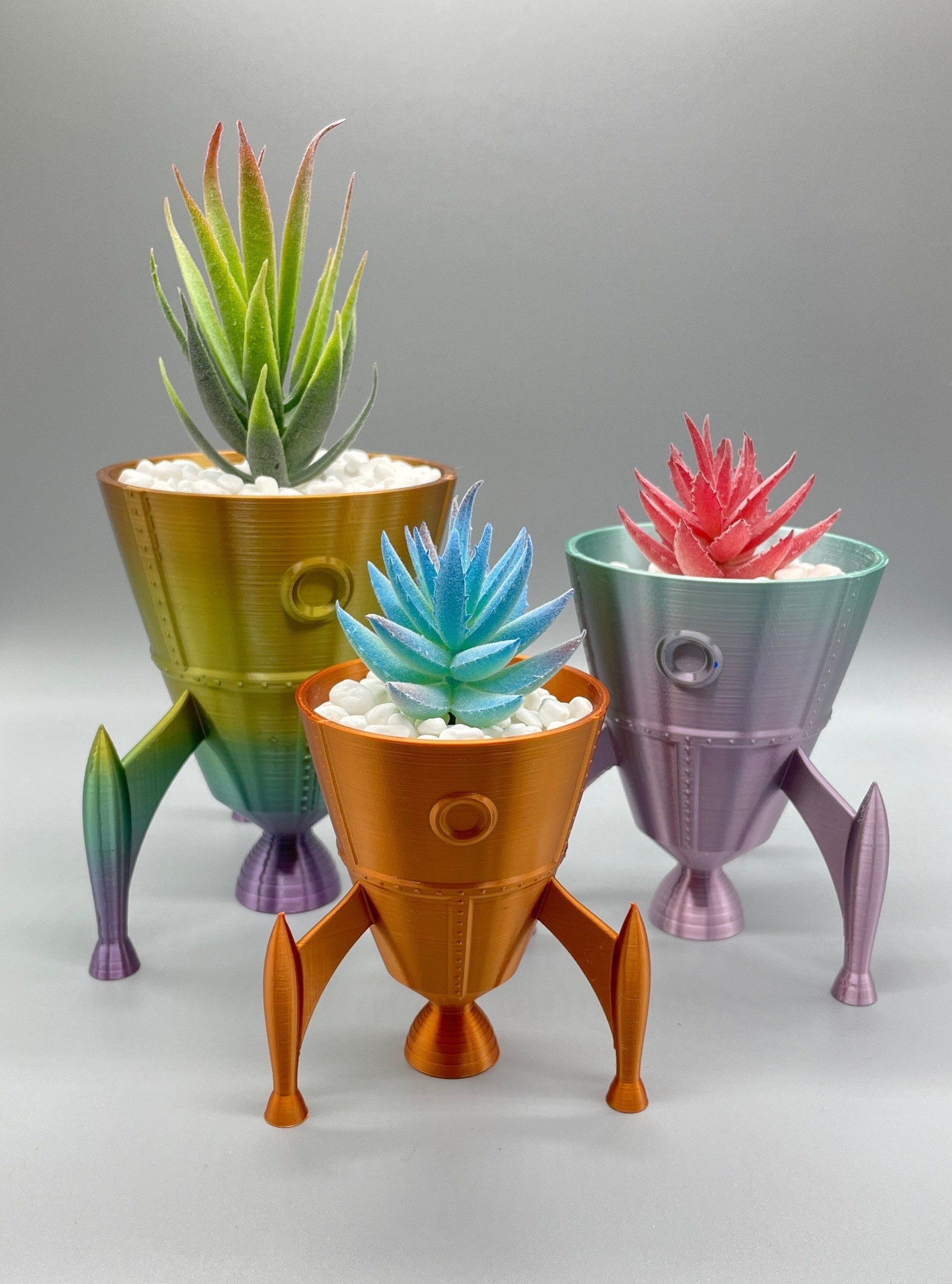 Retro Rocket Planter 3D Printed Retro Rocket Rocket - Etsy