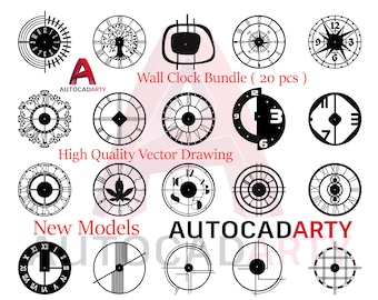 Wall Clock Bundle ( 16 Pcs ) High Quality Vector Drawing File for Laser ...