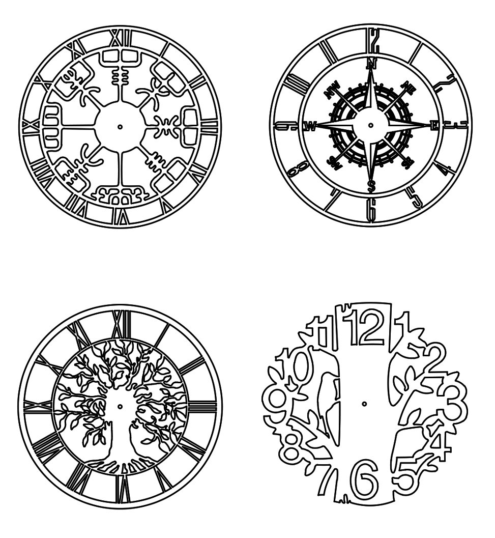 Wall Clock Bundle ( 16 Pcs ) High Quality Vector Drawing File for Laser ...