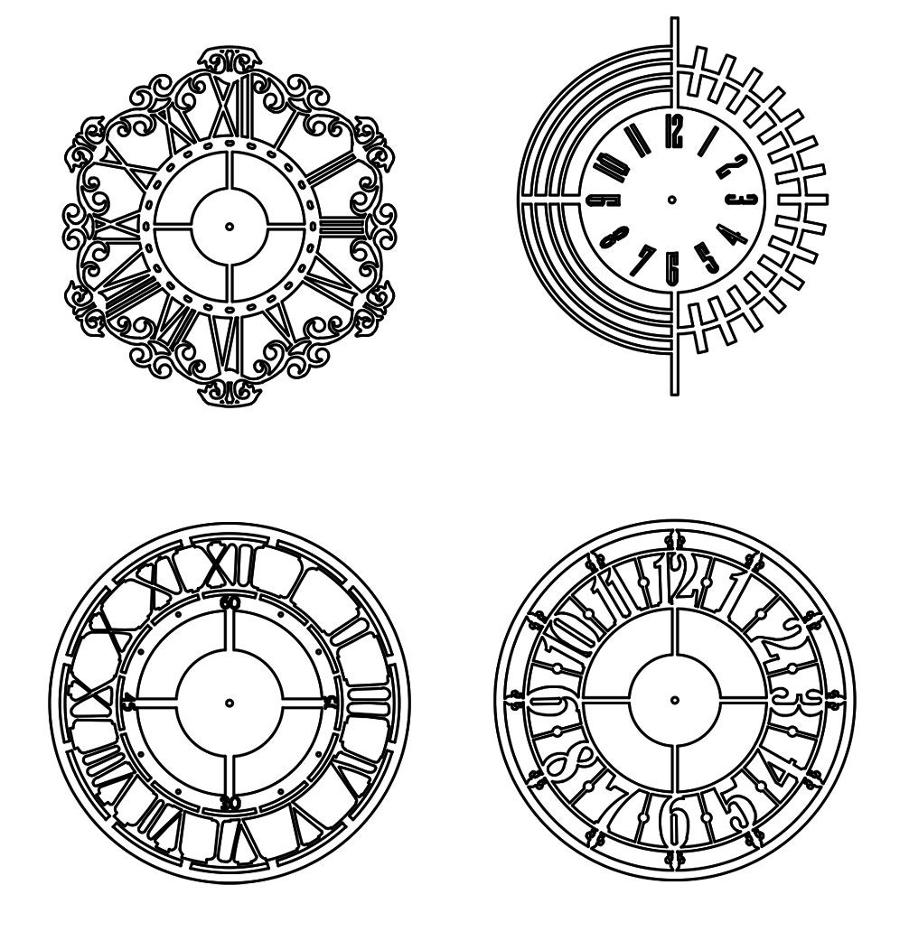 Wall Clock Bundle ( 16 Pcs ) High Quality Vector Drawing File for Laser ...