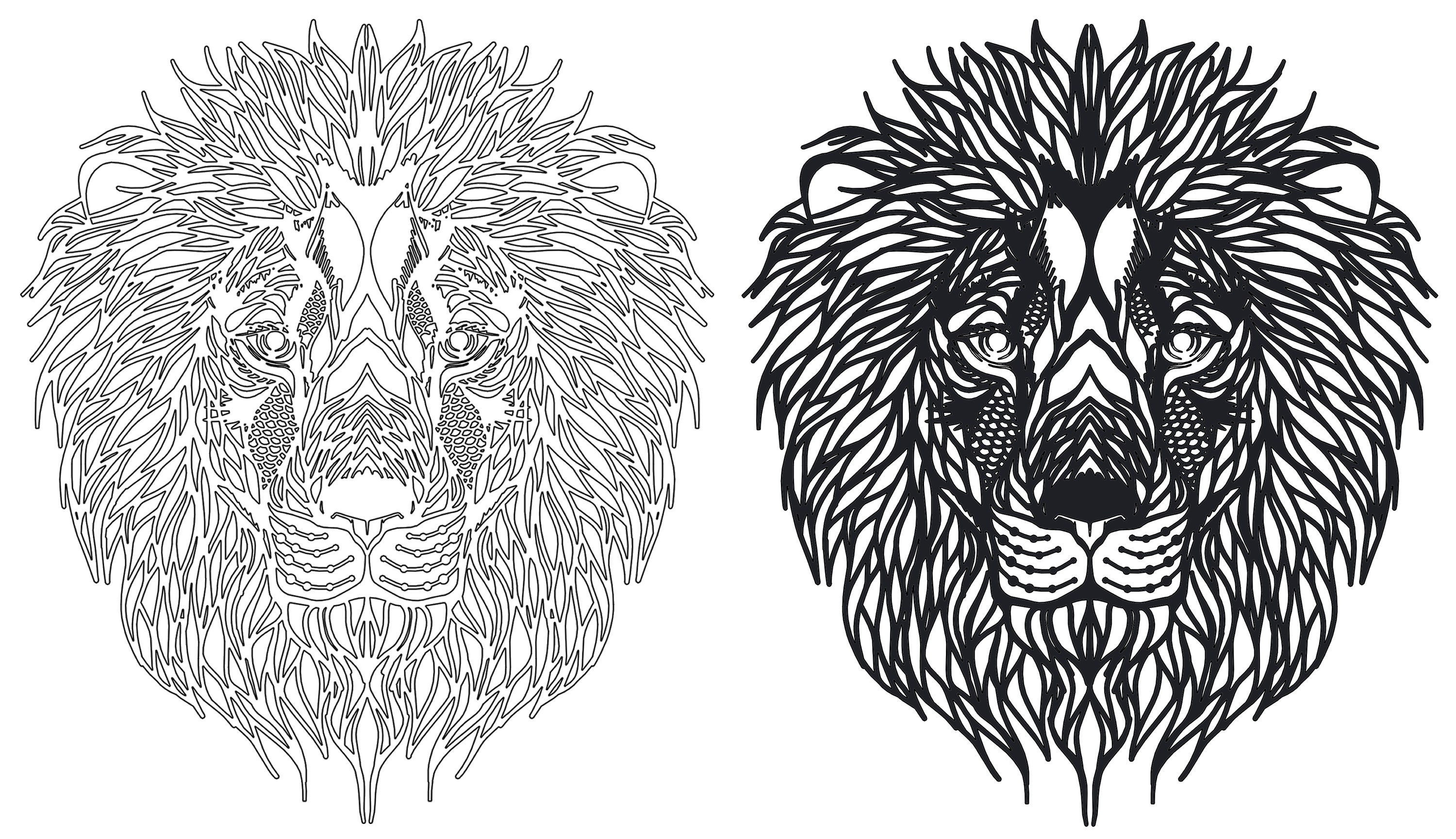 AutoCAD Drawing Home Decor DXF DWG PDF Lion Art Wall Art | Etsy