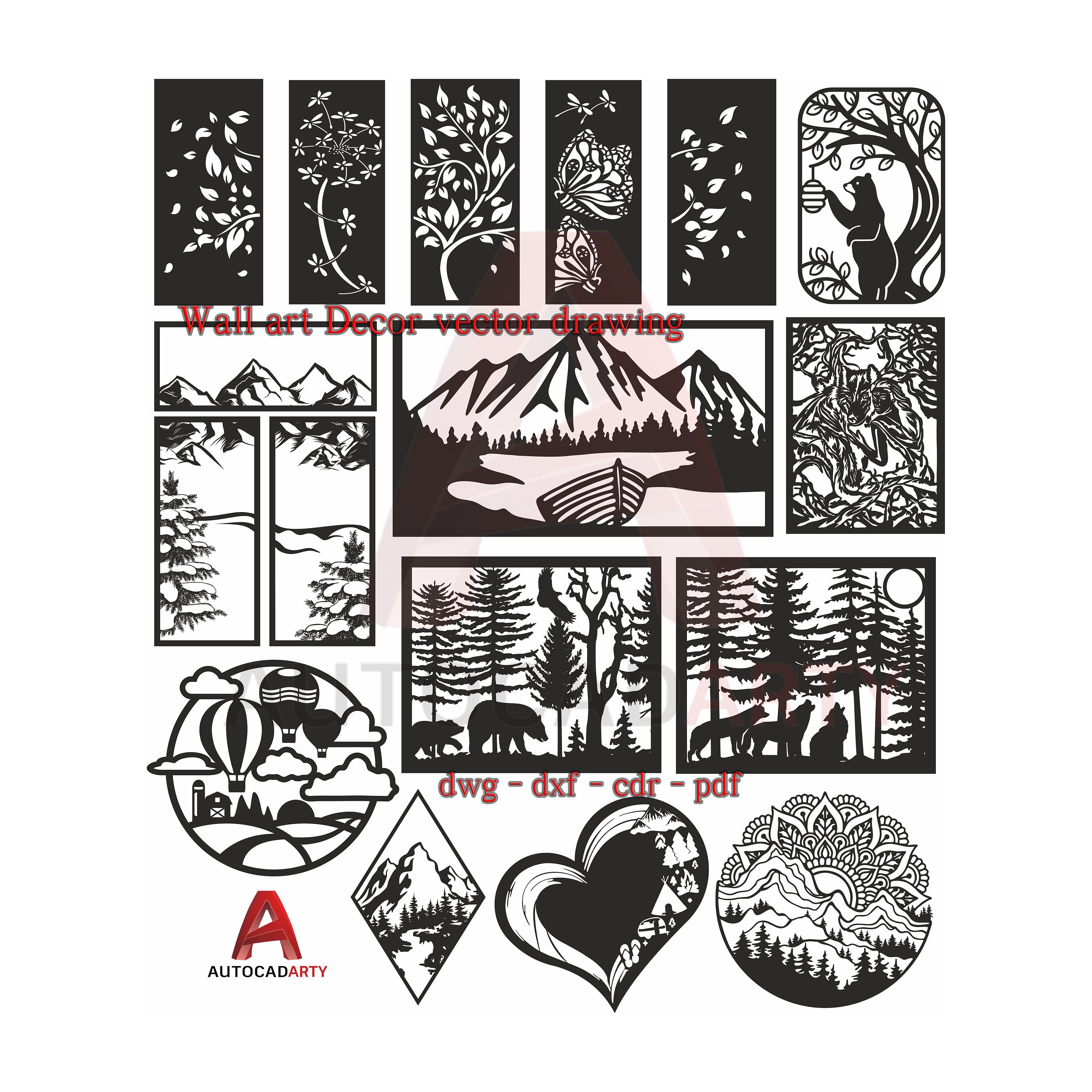 Wall Art Decor Vector Drawing File for Laser Cutting ,plasma Cutting ...