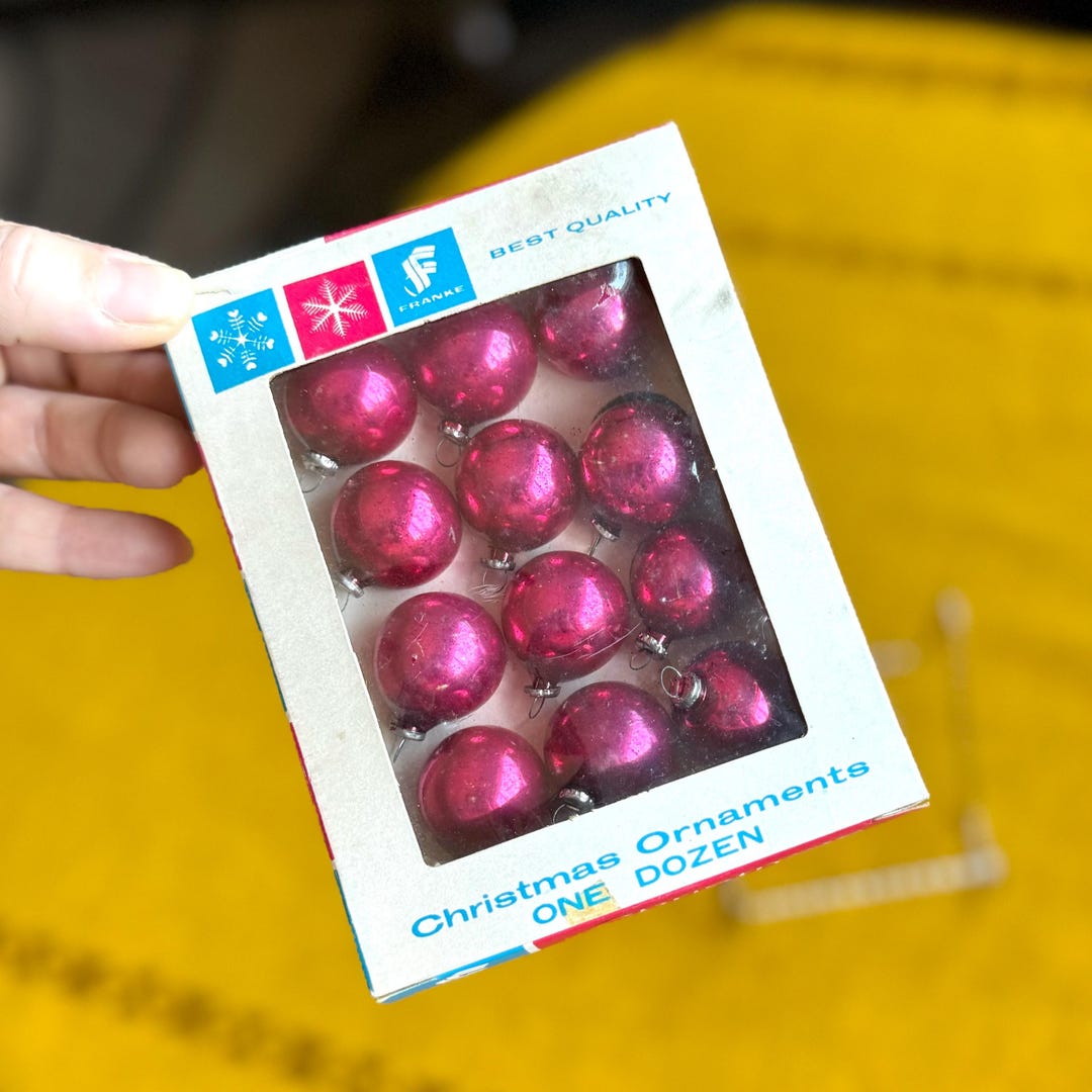 Mid Century Mini Fuschia Pink Glass Christmas Tree Ornaments - Etsy