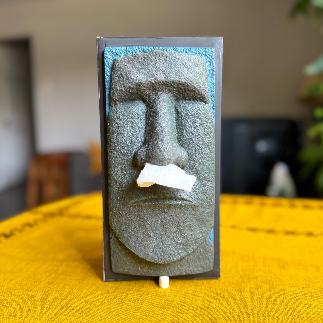 Vintage Easter Island Moai Head Tissue Box Cover Retro 90s Polynesian ...