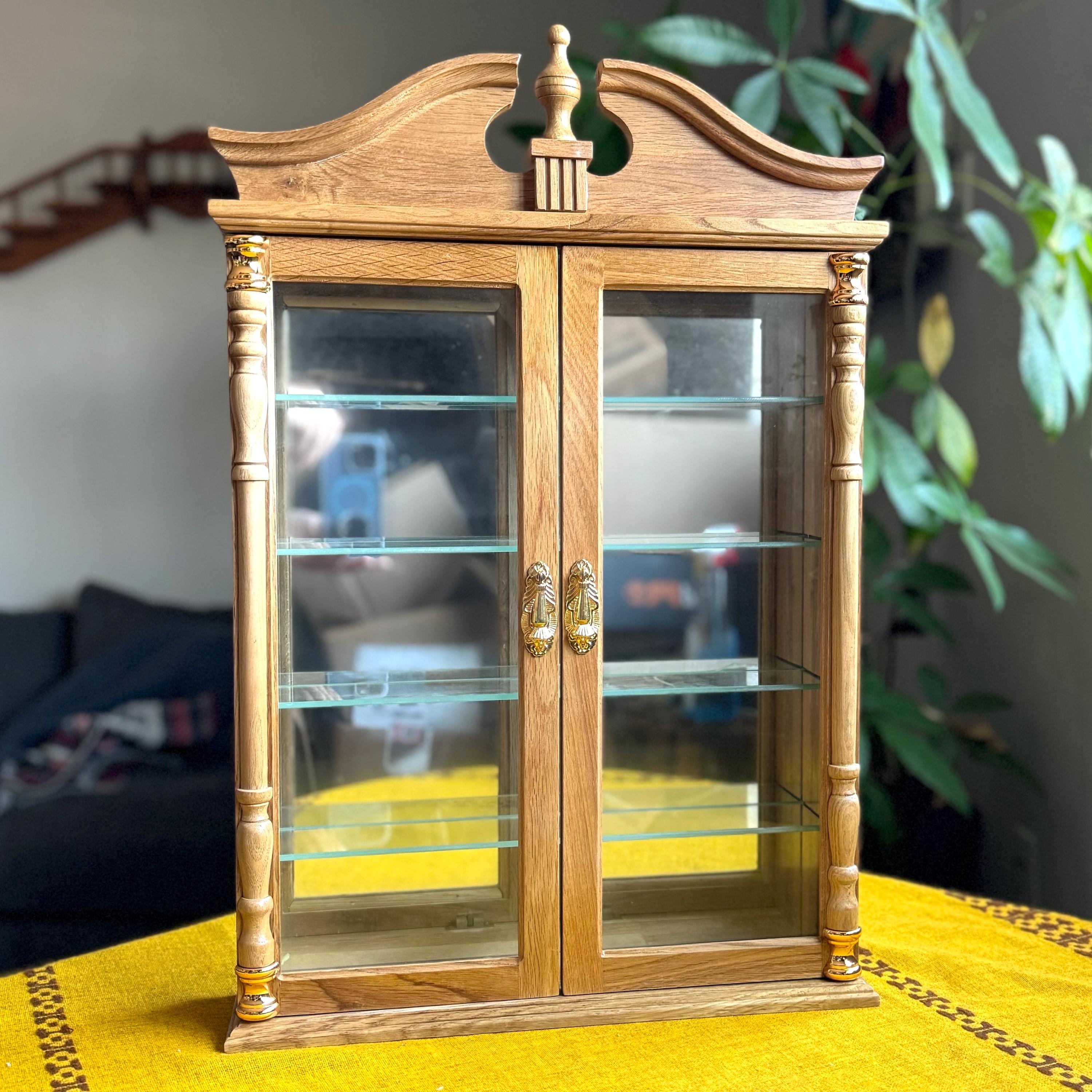 Mini glass curio cabinet store