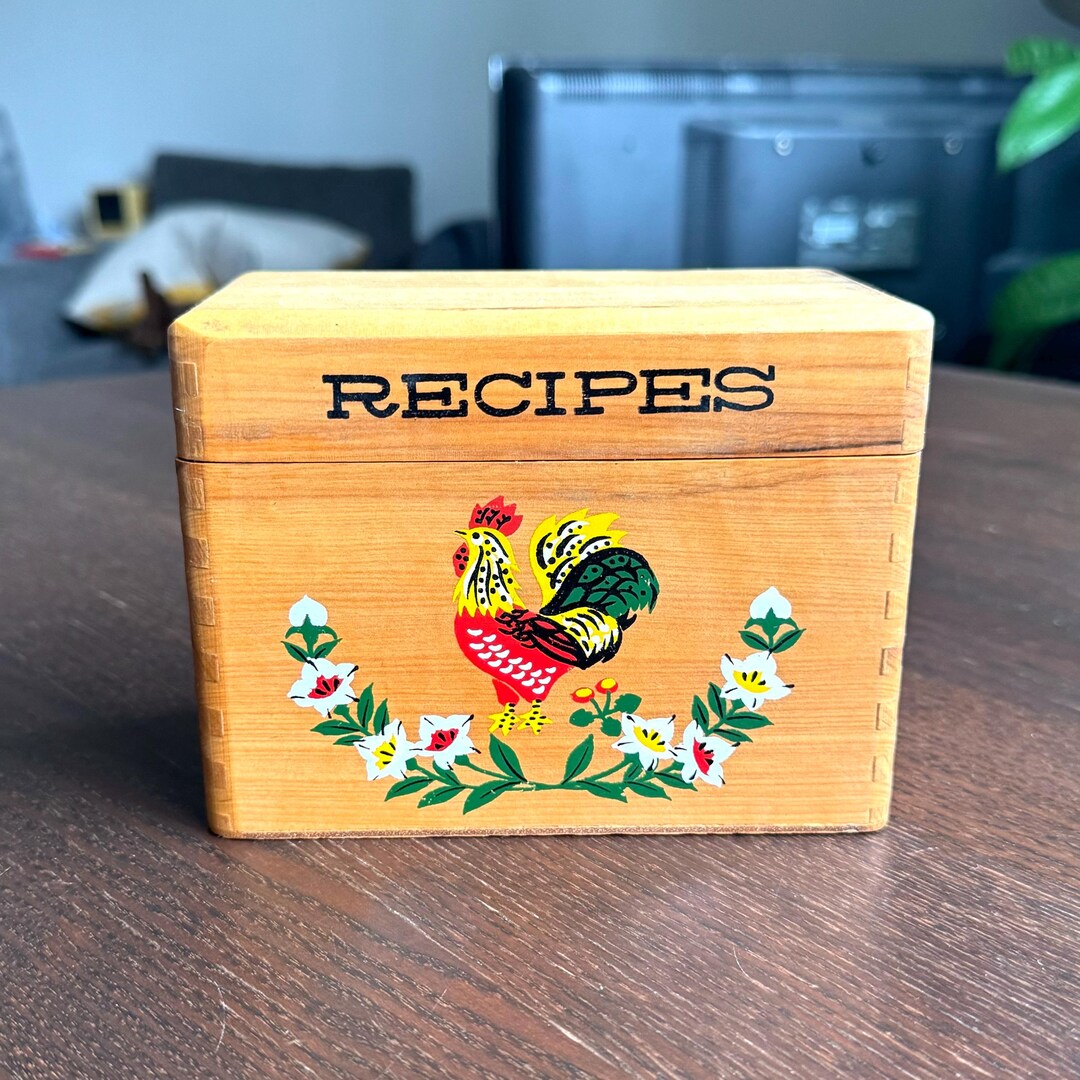 Vintage Wooden Recipe Card Box - Etsy