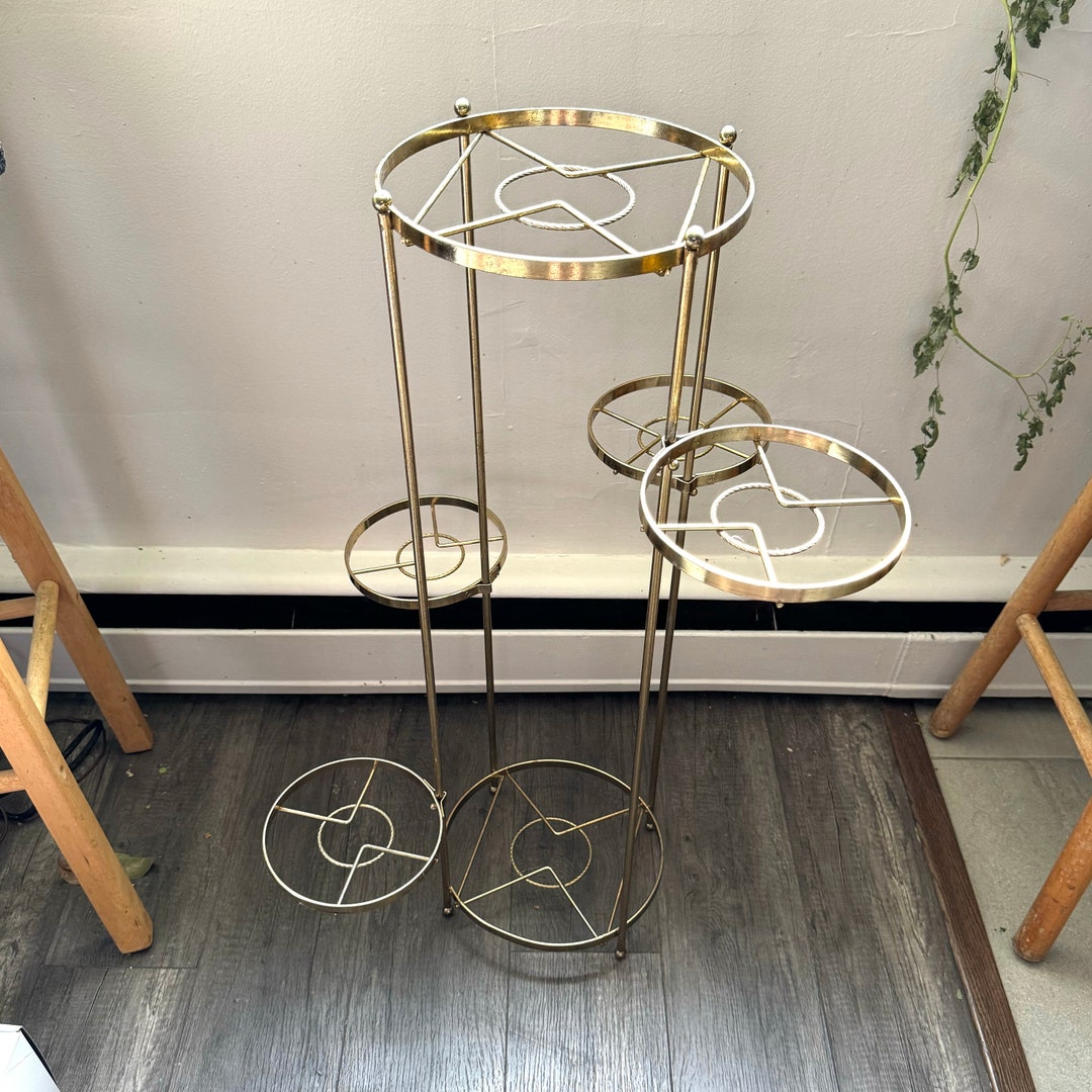 Vintage 1960s Sputnik Atomic Brass Spiral Staircase Plant Stand 60s ...