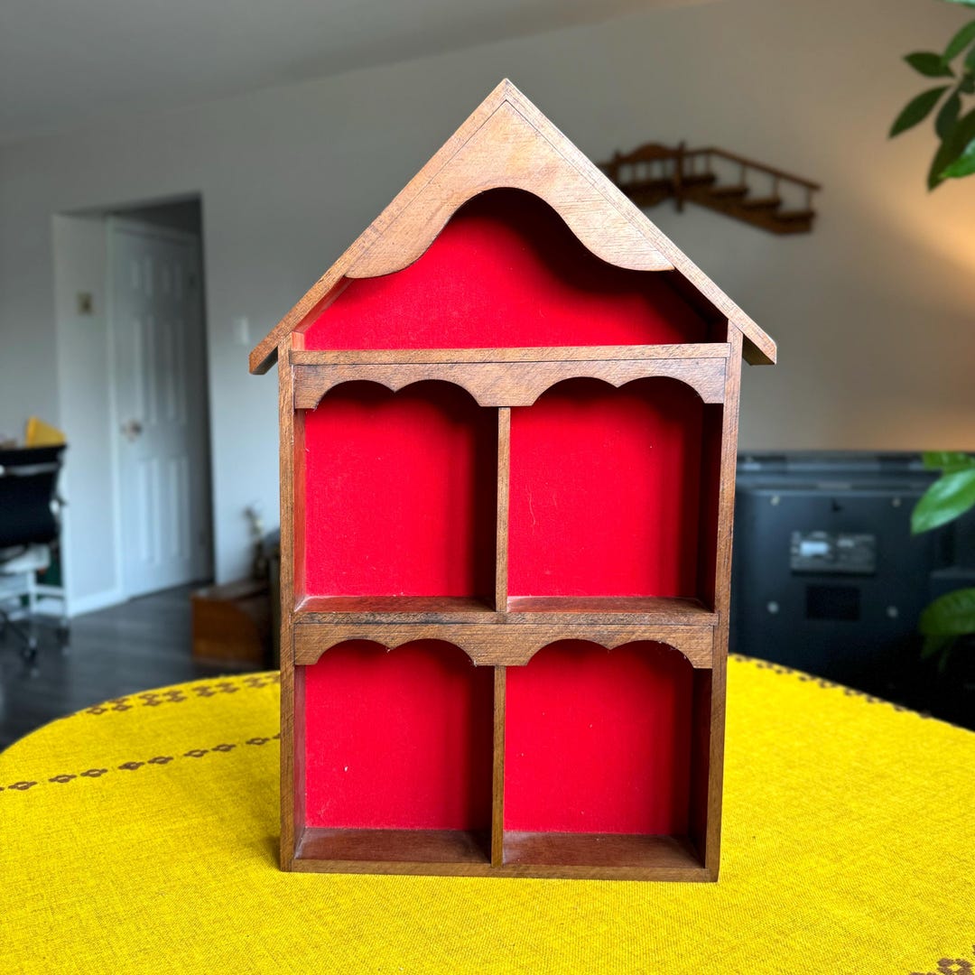 Vintage House Shaped Curio Knick Knack Miniatures Tchotchke Display ...