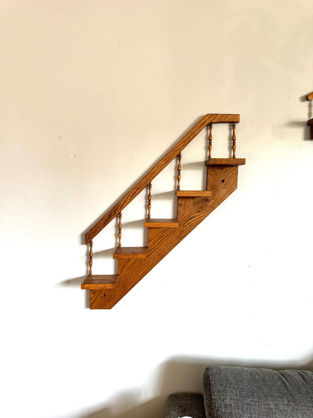 Vintage Solid Oak Step Shelf Staircase Shelf Knick Knack Whatnot ...