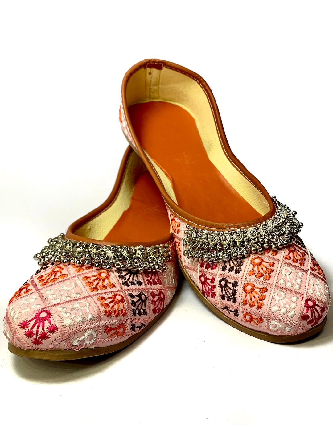 Light Pink Silk Base Jutti Multicolor Shoe Handmade Genuine Leather ...