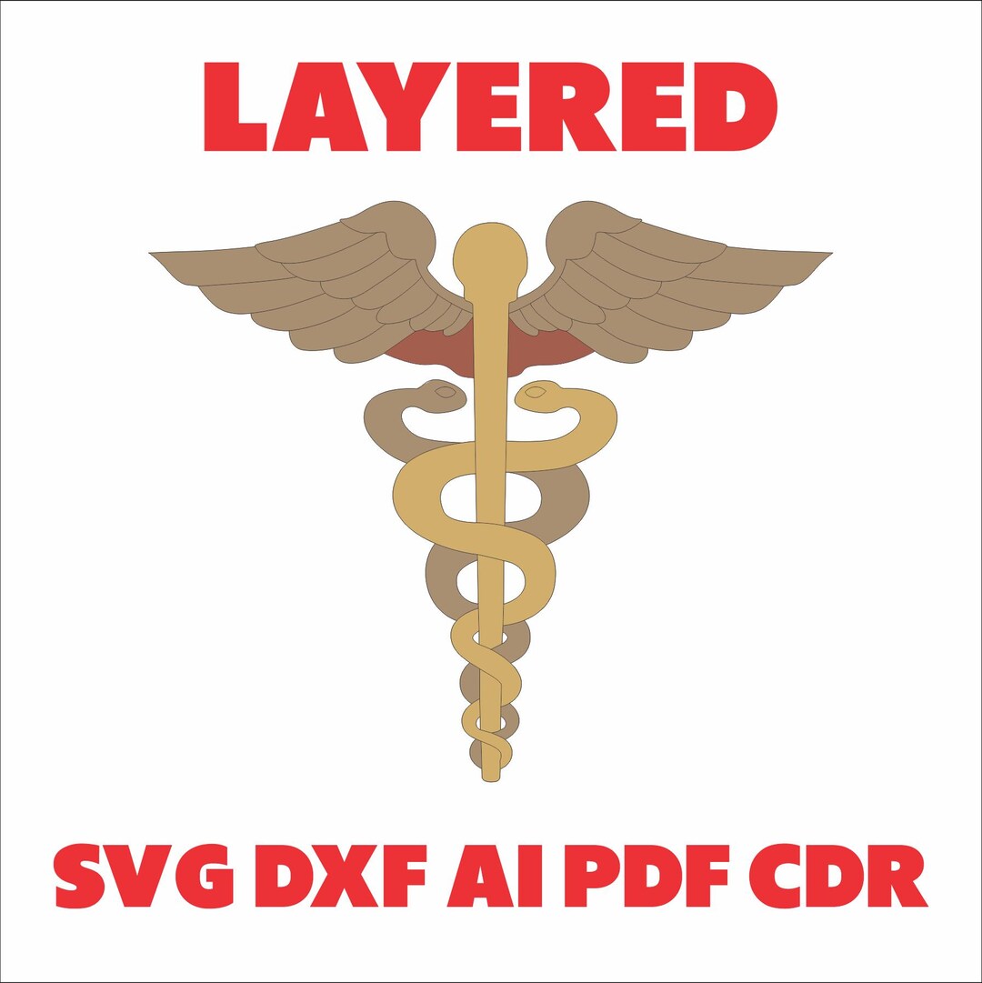 Medical Caduceus - Layered Laser Cut File | Svg Dxf AI CDR PDF - Etsy