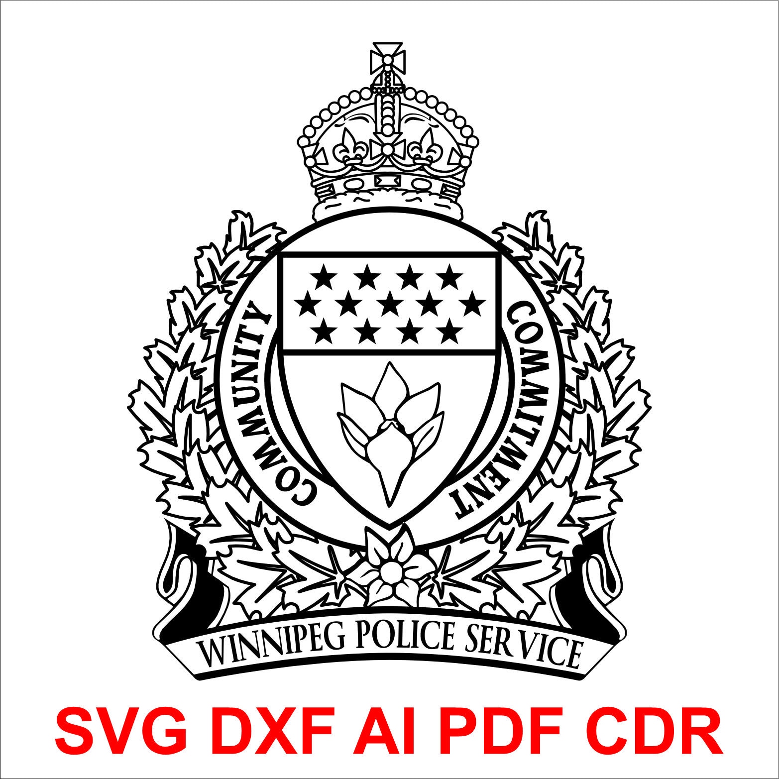 Winnipeg Police Service Crest Svg Dxf Ai Pdf Cdr - Vector for Laser ...