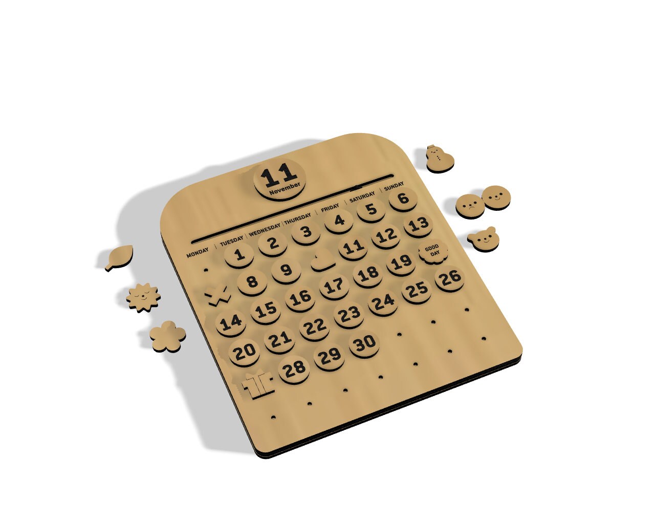 Calendar - Vector for Laser Cutting - Svg, Dxf, Ai, Pdf, Cdr - Etsy