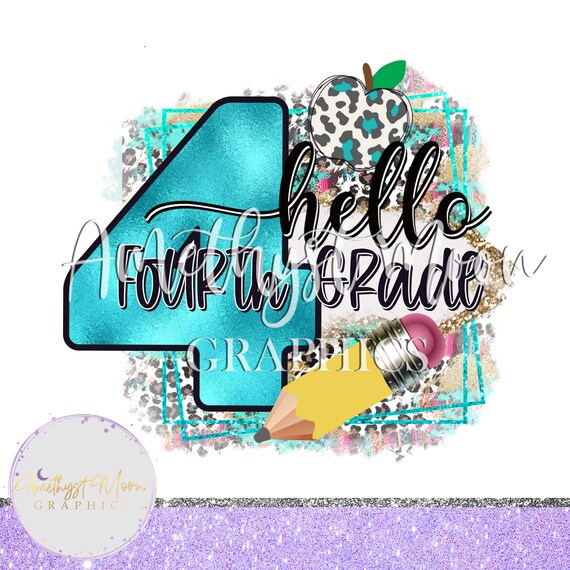 Hello Fourth Grade Leopard PNG Preschool Sublimation Print - Etsy