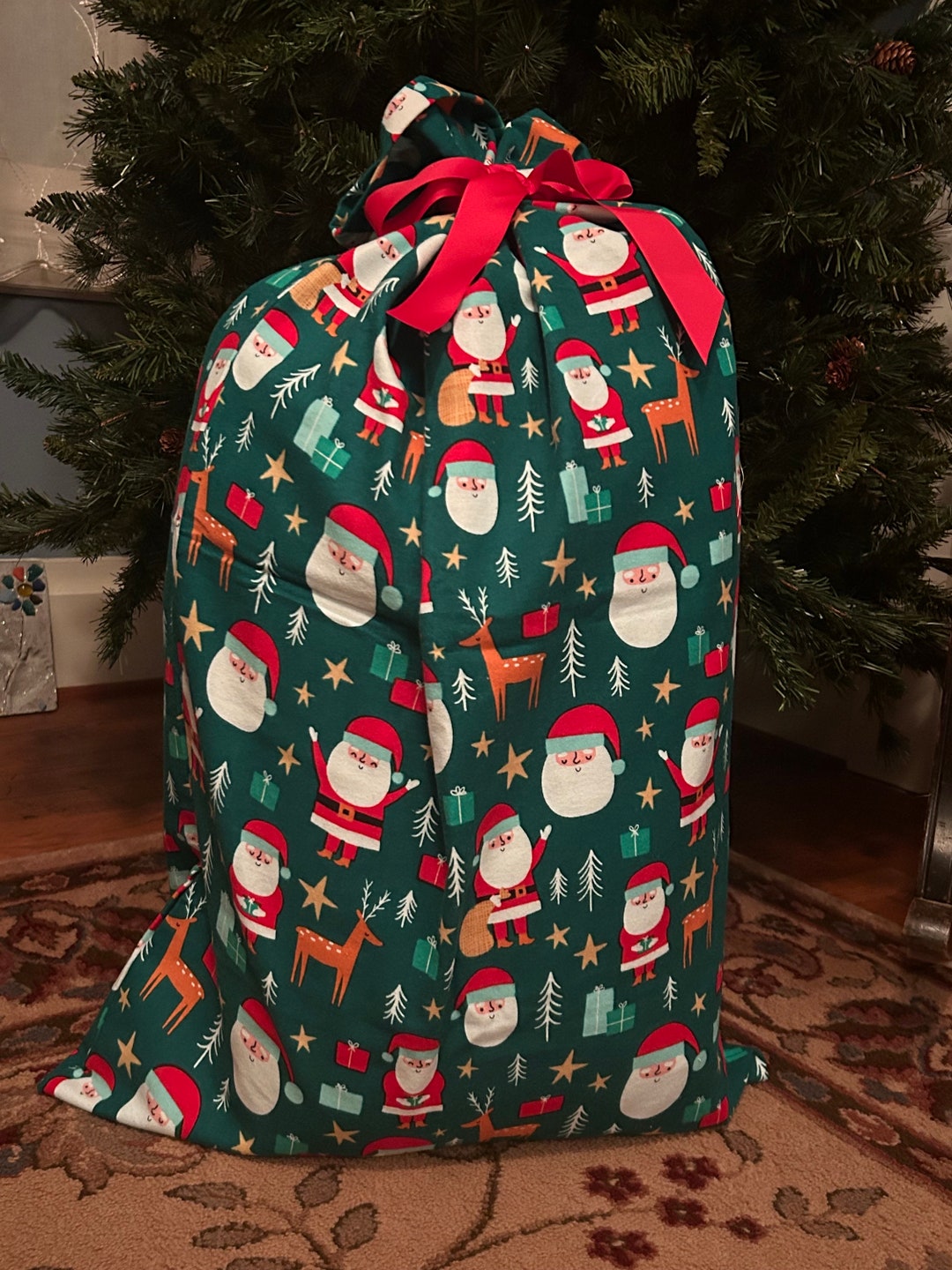 Large Reusable Fabric Santa Sack Gift Bag - Etsy