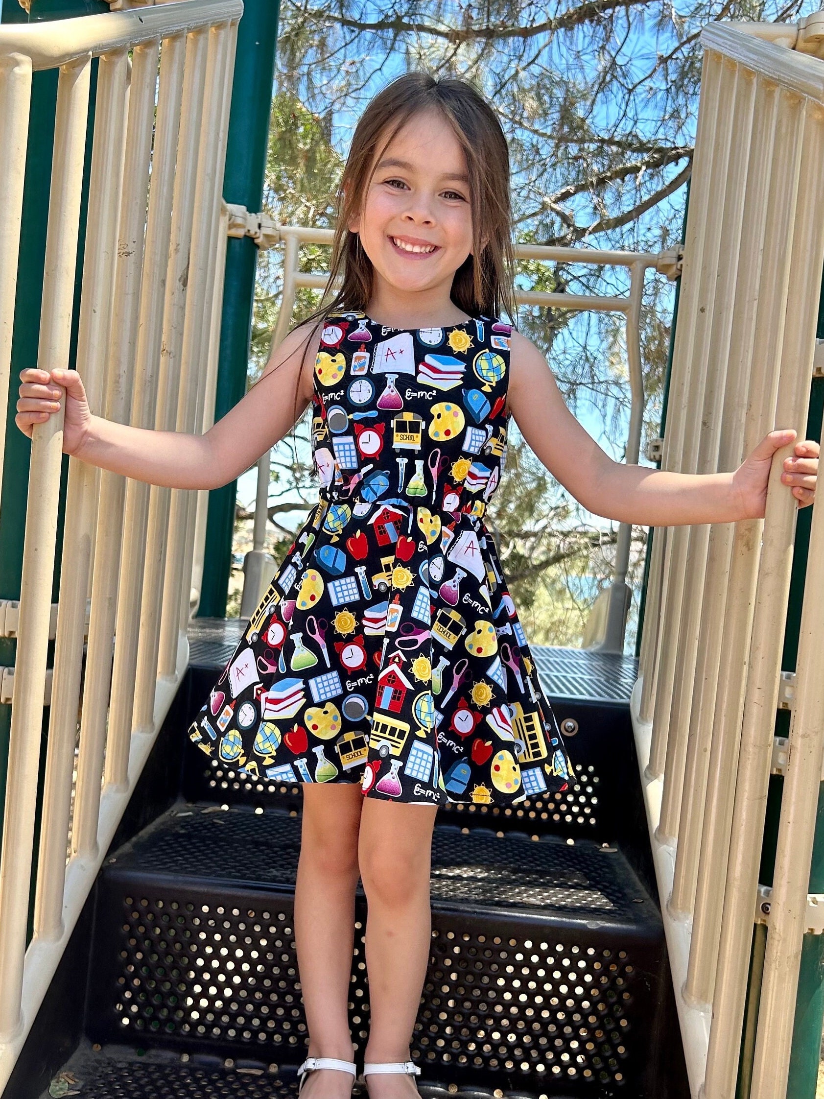 Girls Back to School Dress With Pockets First Day of School - Etsy