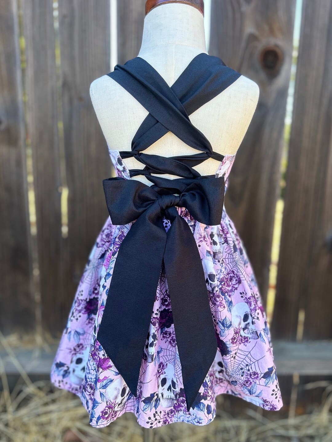 Halloween Dress | Girls Pink Floral Skull Dress | Spooky Season Outfit ...