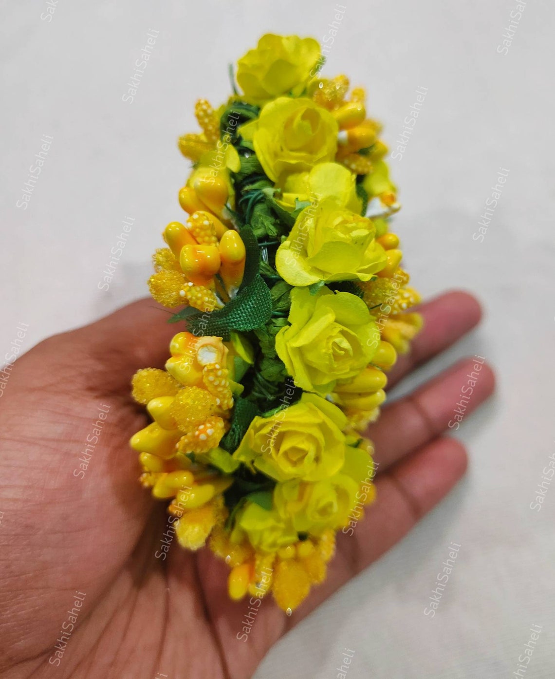 Yellow Gajra Veni Artificial Rose Floral Hair Bun Flower - Etsy