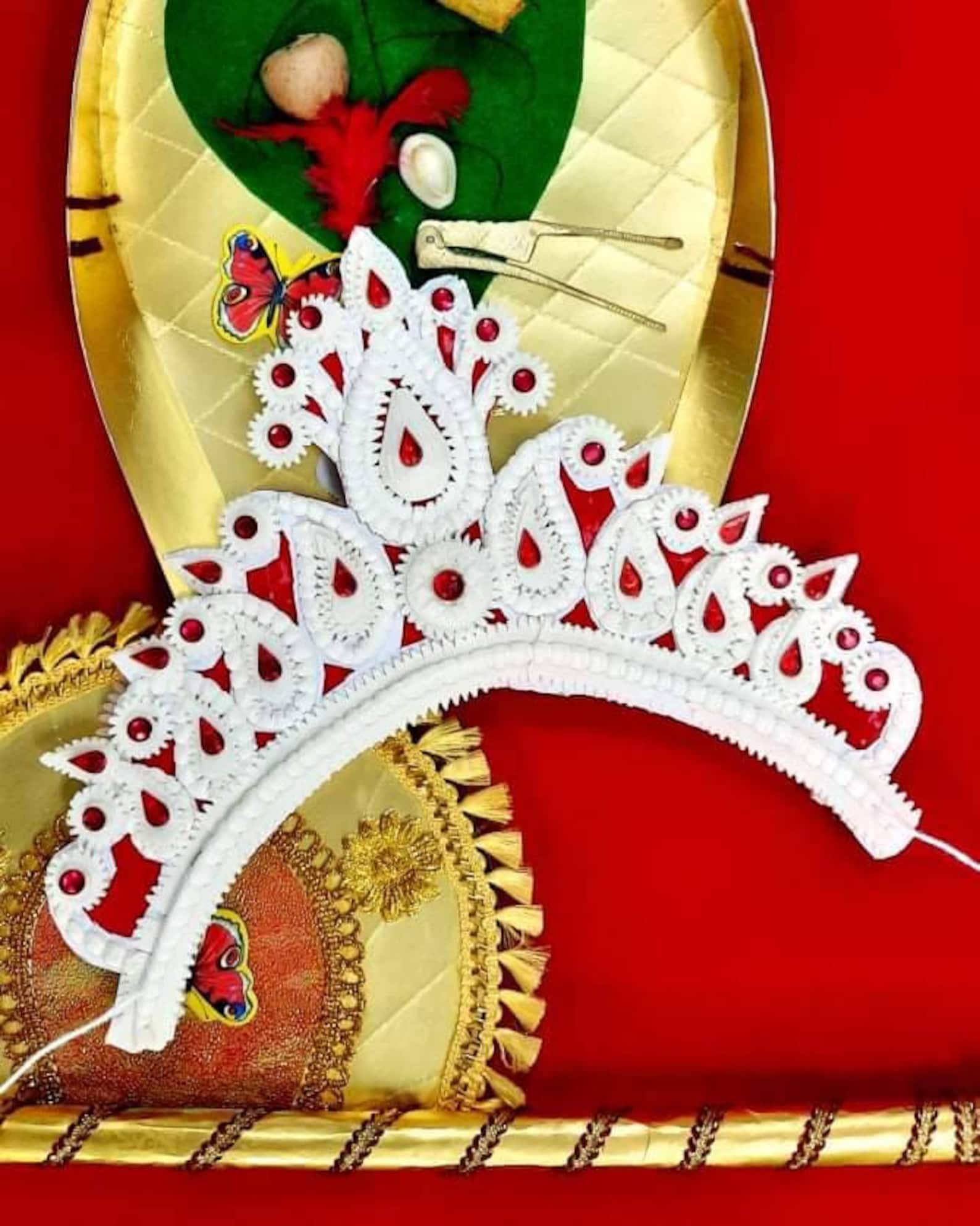 Mukut for Bride Wedding Shola Mukut for Bengali Wedding Indian Bridal ...